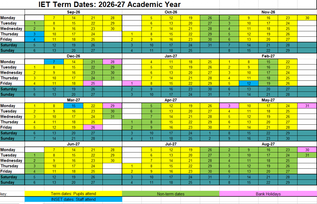Term Dates and times of the School Day - Teignmouth Secondary